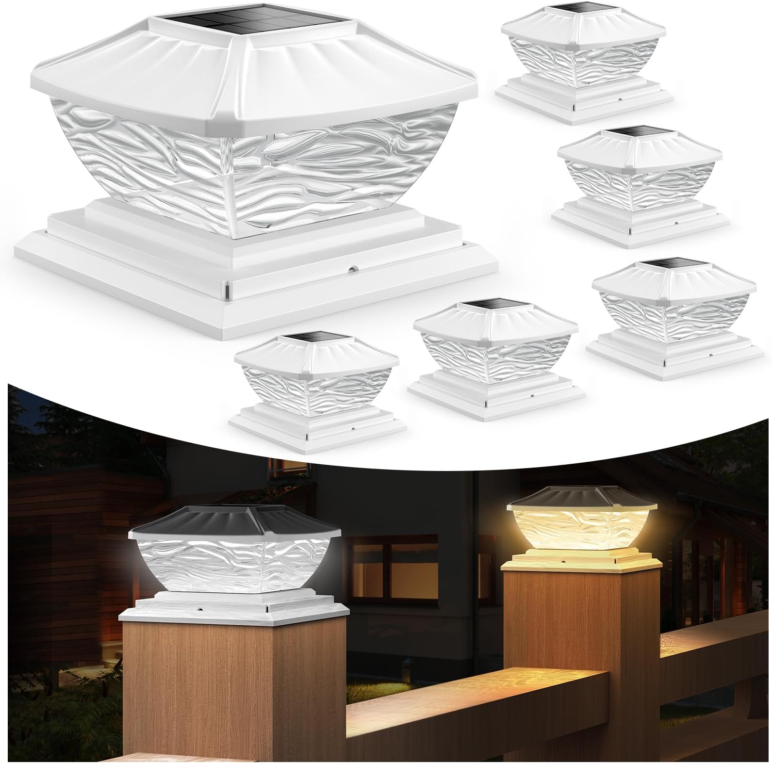 SOLLUCIS Solar Post Cap Lights, Super Bright 8 LEDs Fence Post Lights ...