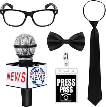 Amazon.com: Kuscul Journalist News Reporter Costume Accessories Set ...