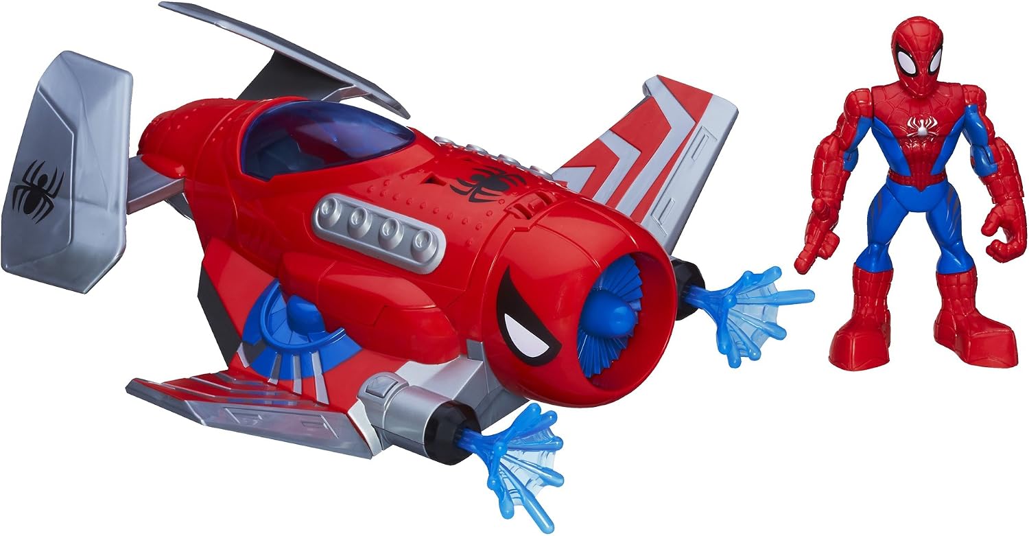 Amazon.com: Playskool Heroes Spiderman Figure Deluxe Action Gear Plane ...