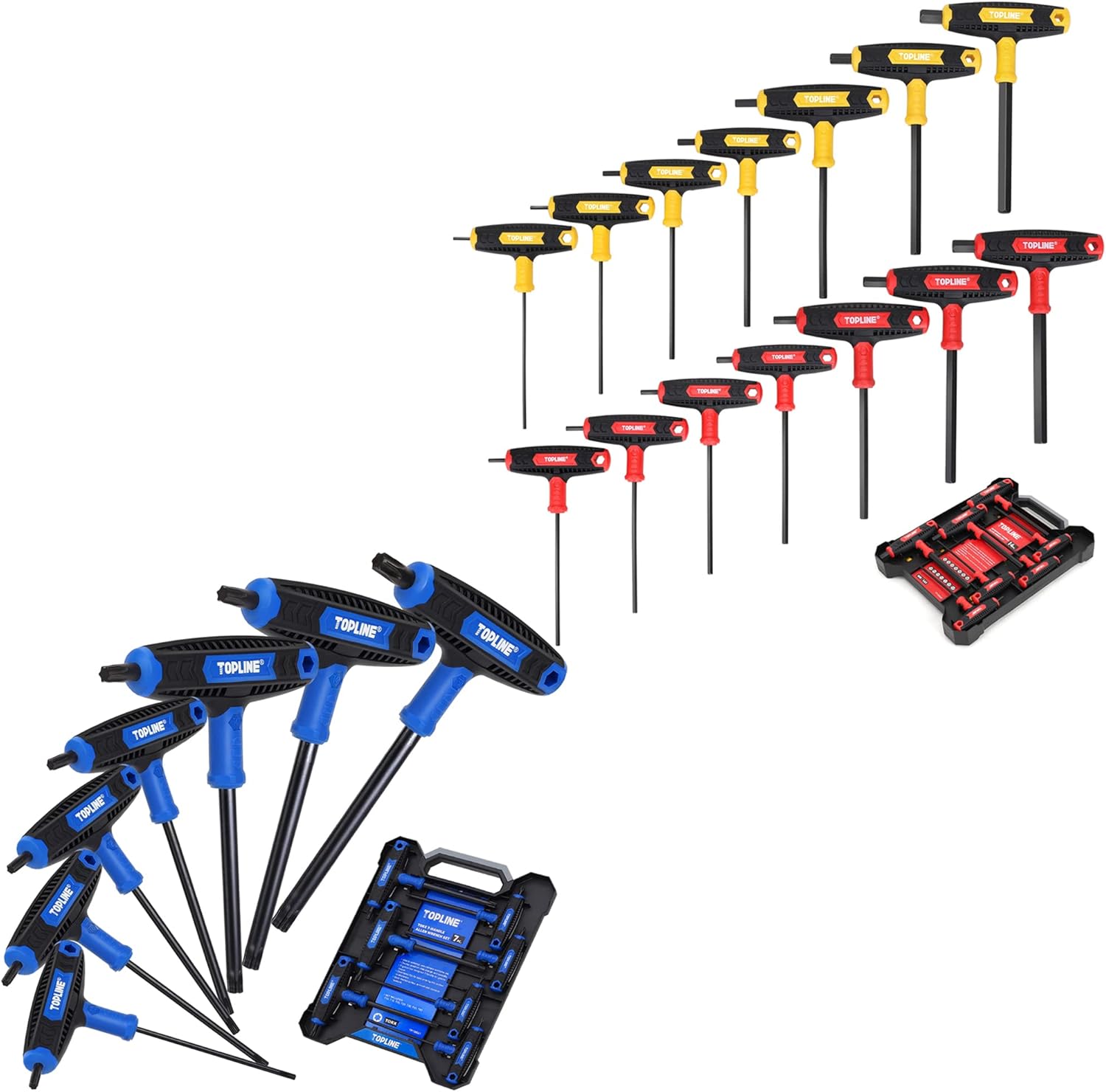 Topline 14-Piece Metric&SAE T-Handle Hex Key Set and 7-Piece Torx T ...