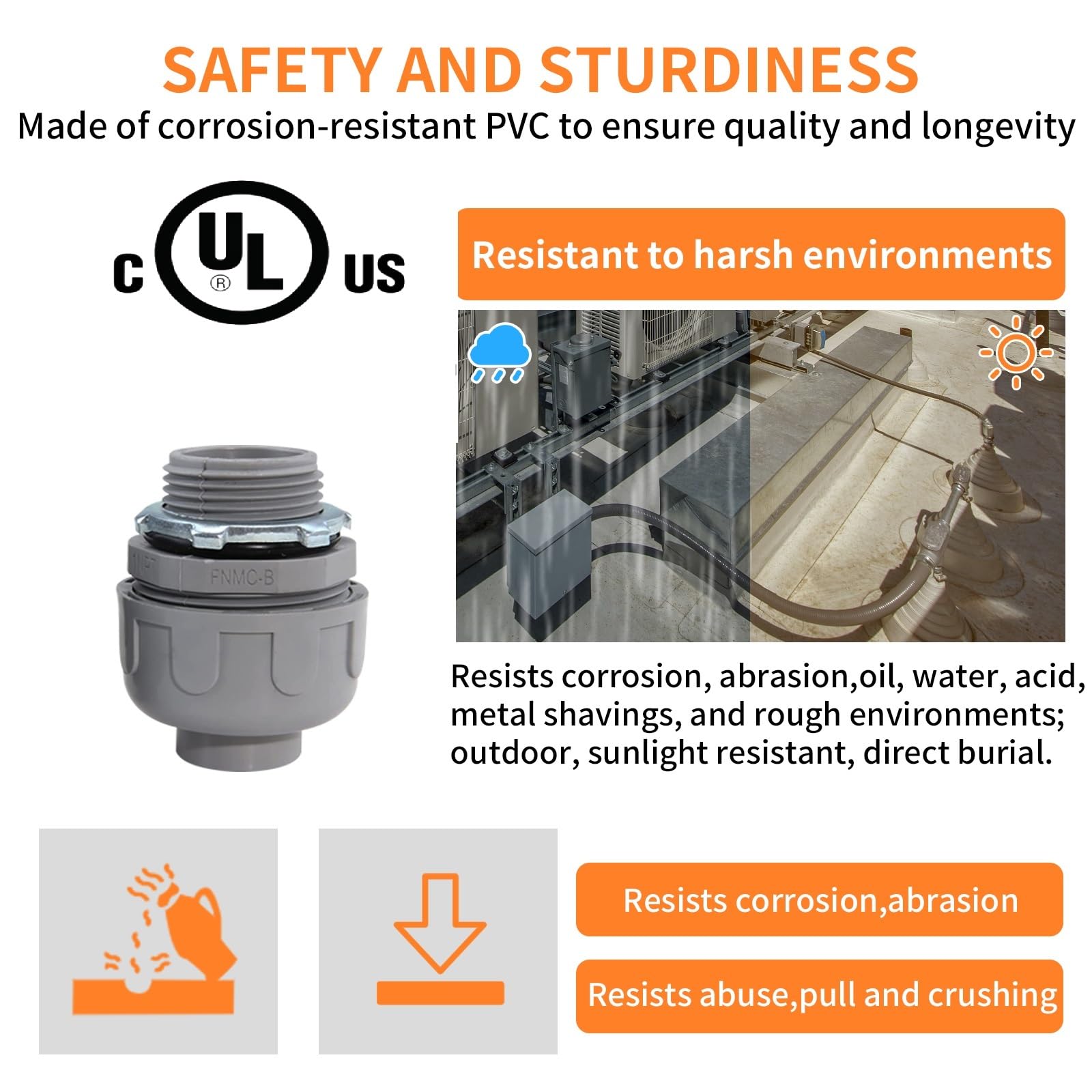 Snapklik.com : 100Pcs 1/2 Inch Liquid Tight Connector PVC Electrical ...