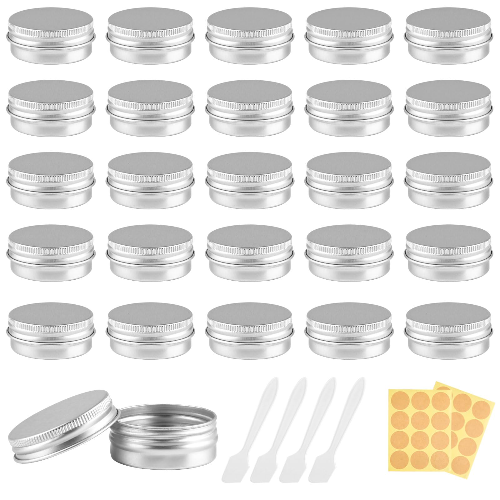 20 Pack Screw Top Aluminum Tin Containers with Lids, 0.5 Oz/15ML Round ...