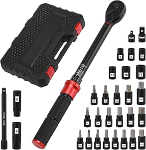 MIXPOWER 31PCS 3/8-Inch Drive Click Torque Wrench Set, 5-60Nm, Dual ...