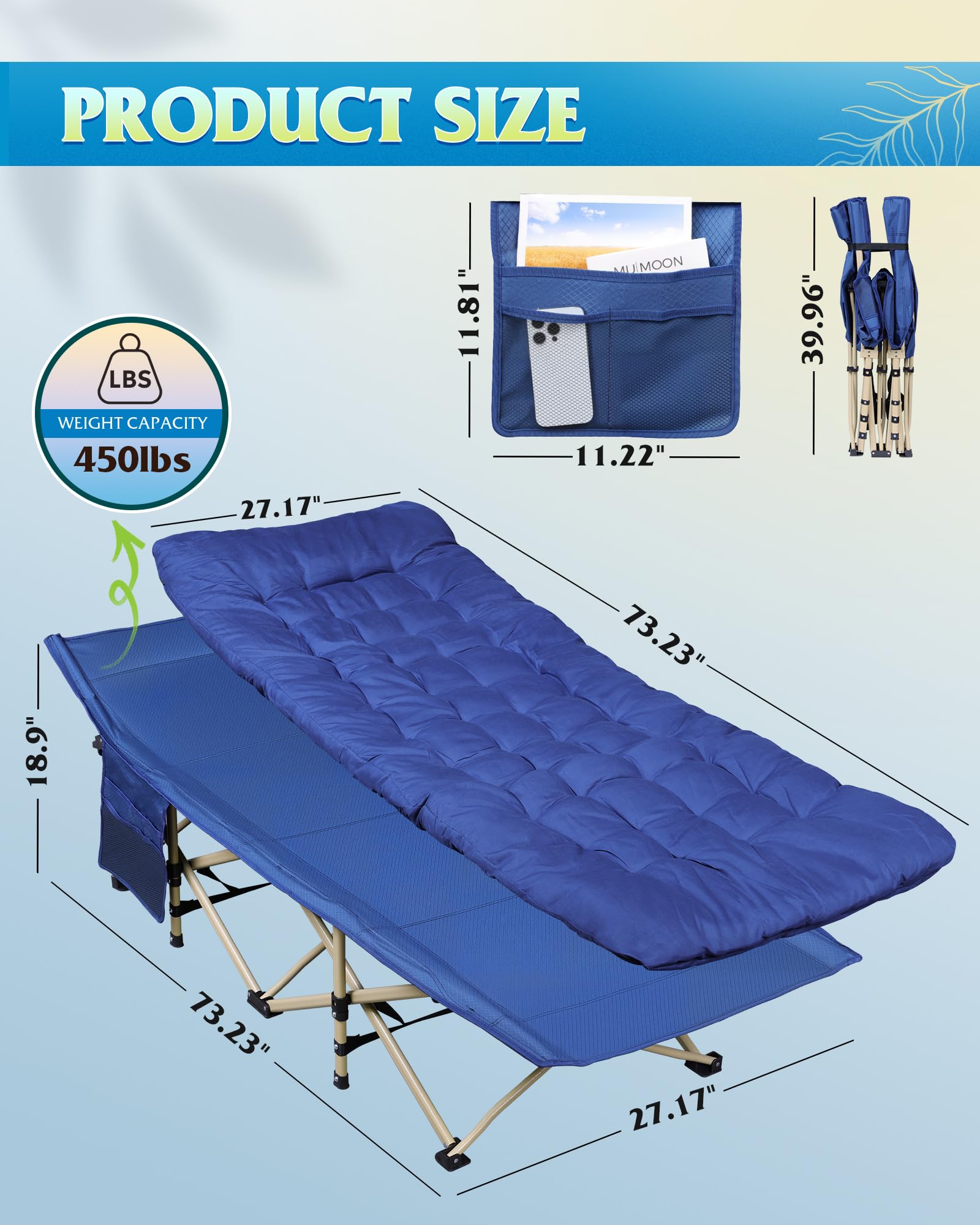 Snapklik.com : WLIVE 1200D Double Layer Oxford Camping Cots For Adults ...