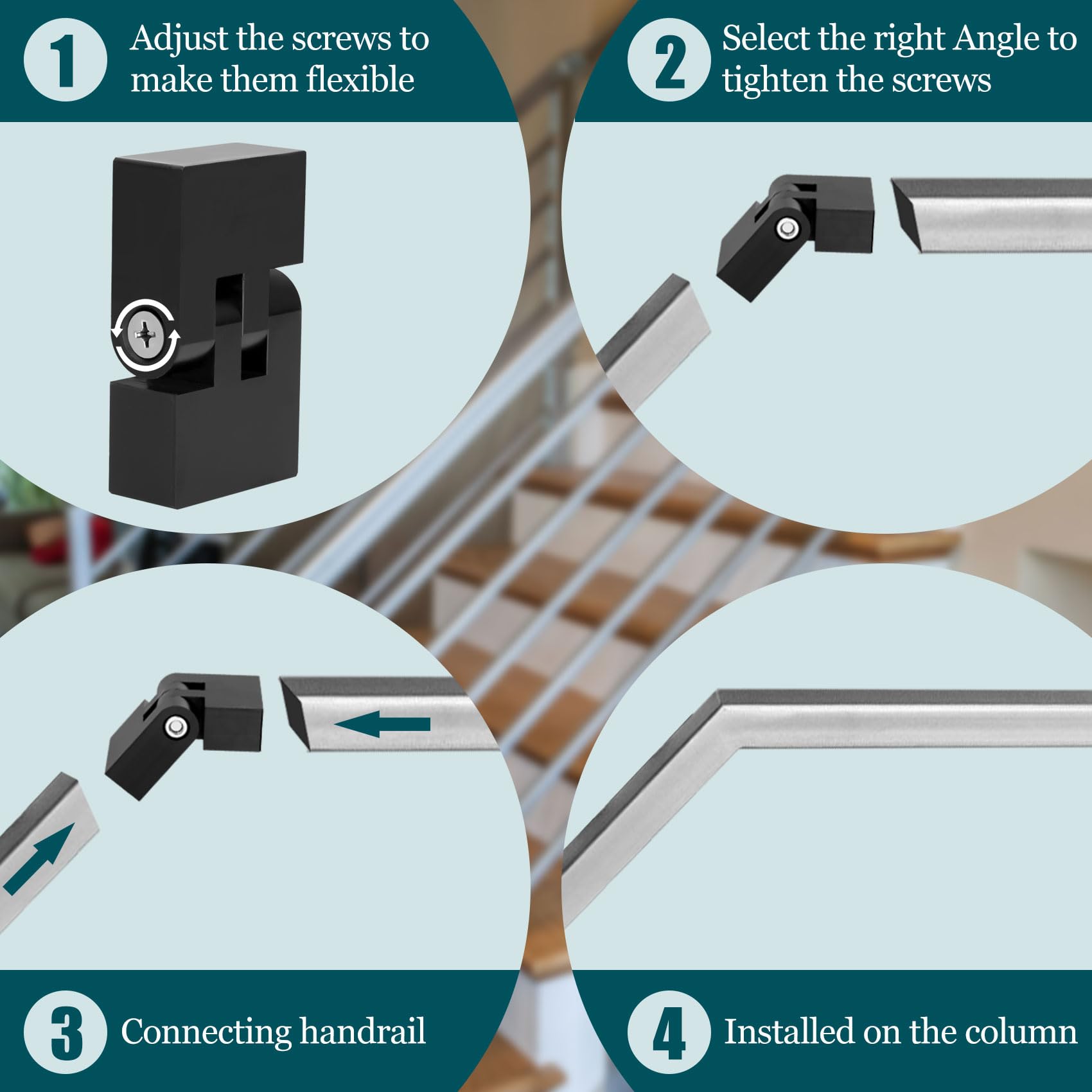 Snapklik.com : Flat Handrail Accessories Connector Hand Rail, 2Pack 180 ...