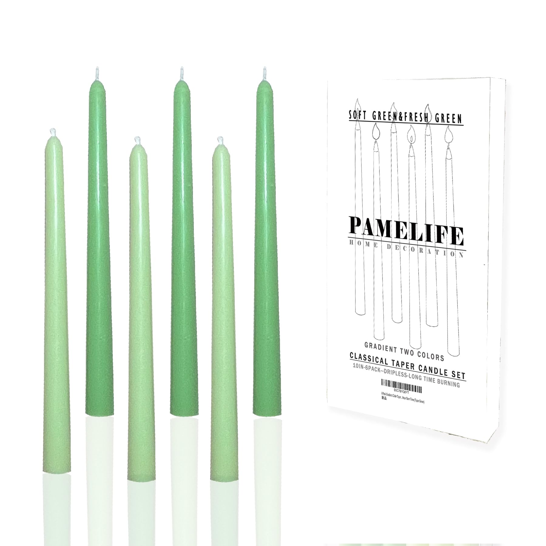 Amazon.com: 6 Pack Gradient Color Taper Candles - 10 Inch Dripless ...