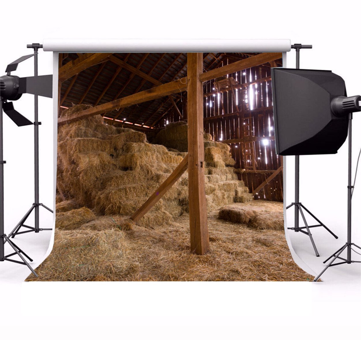 Buy OFILA Nativity Barn Backdrop 10x10ft Hay Bale Background Christmas ...
