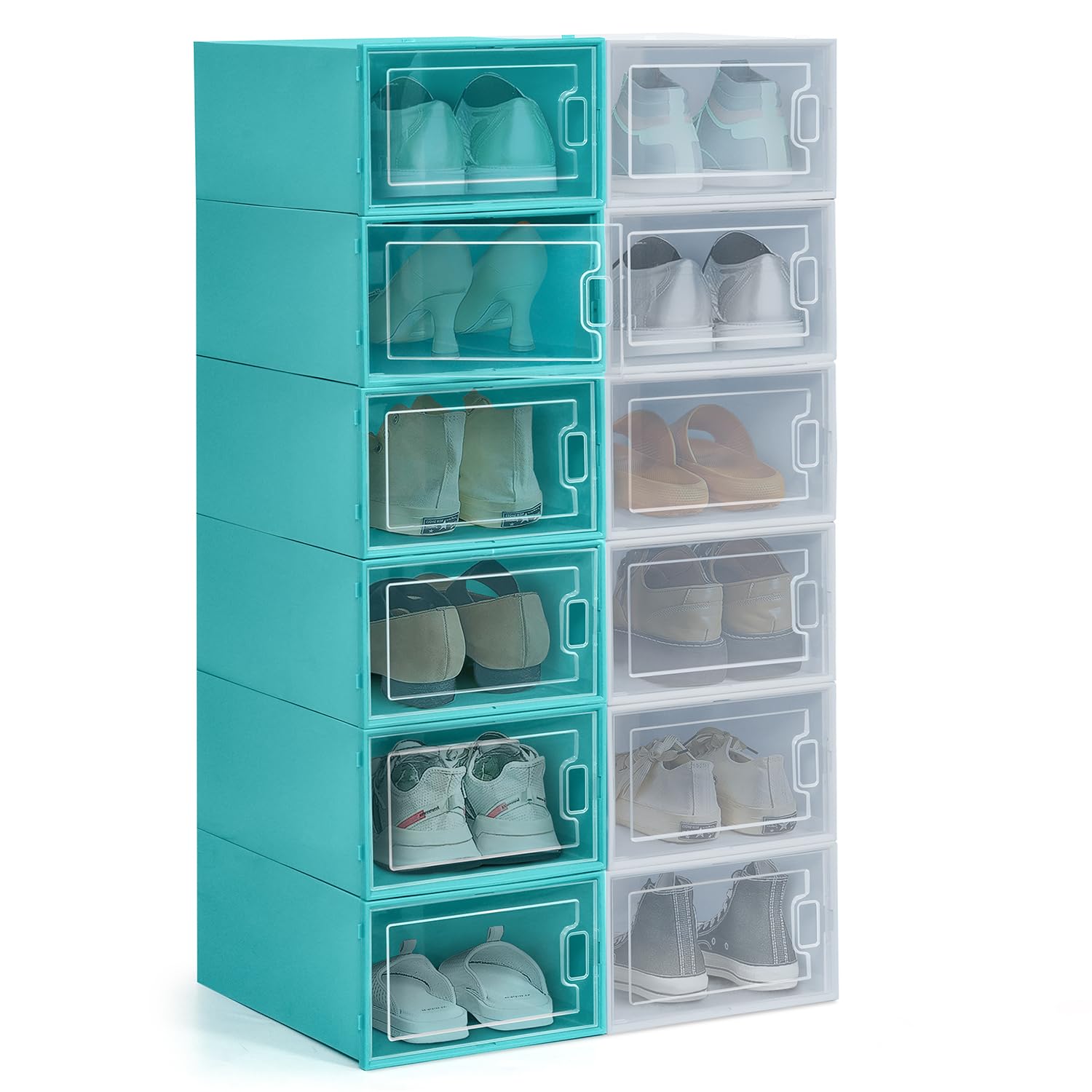 ABOUT SPACE 12 Pair DIY Shoe Box - Foldable Portable Shoe Rack for Home ...