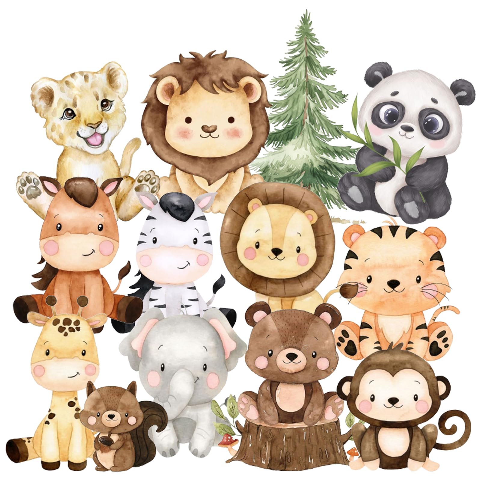 Amazon.com: FYSUIMU 39Pcs Woodland Animal Cutouts Watercolor Wild ...