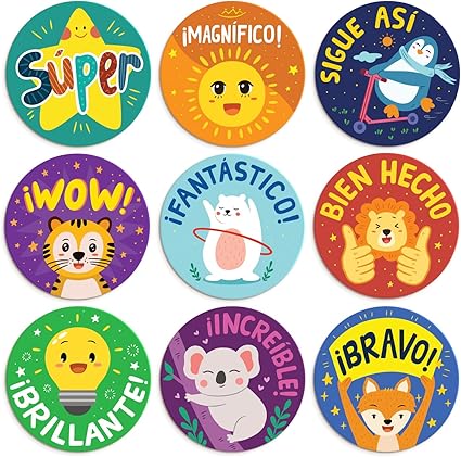 Amazon.com : S&O Spanish Stickers for Encouragement - Motivational Tags ...