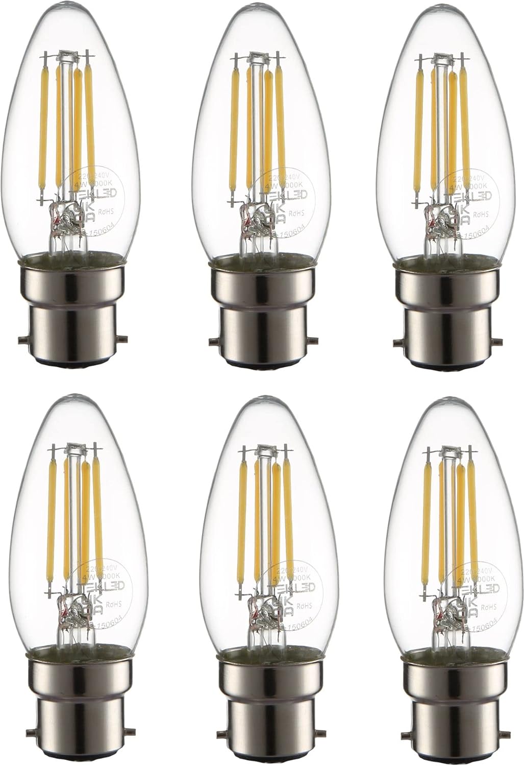 TEKLED® C35 Candle Filament Vintage LED Bulbs | B22 Bayonet Cap ...