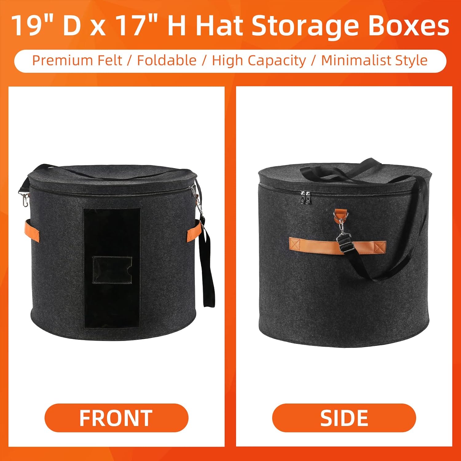 Caja grande para sombreros de 19 pulgadas, cajas de almacenamiento para ...