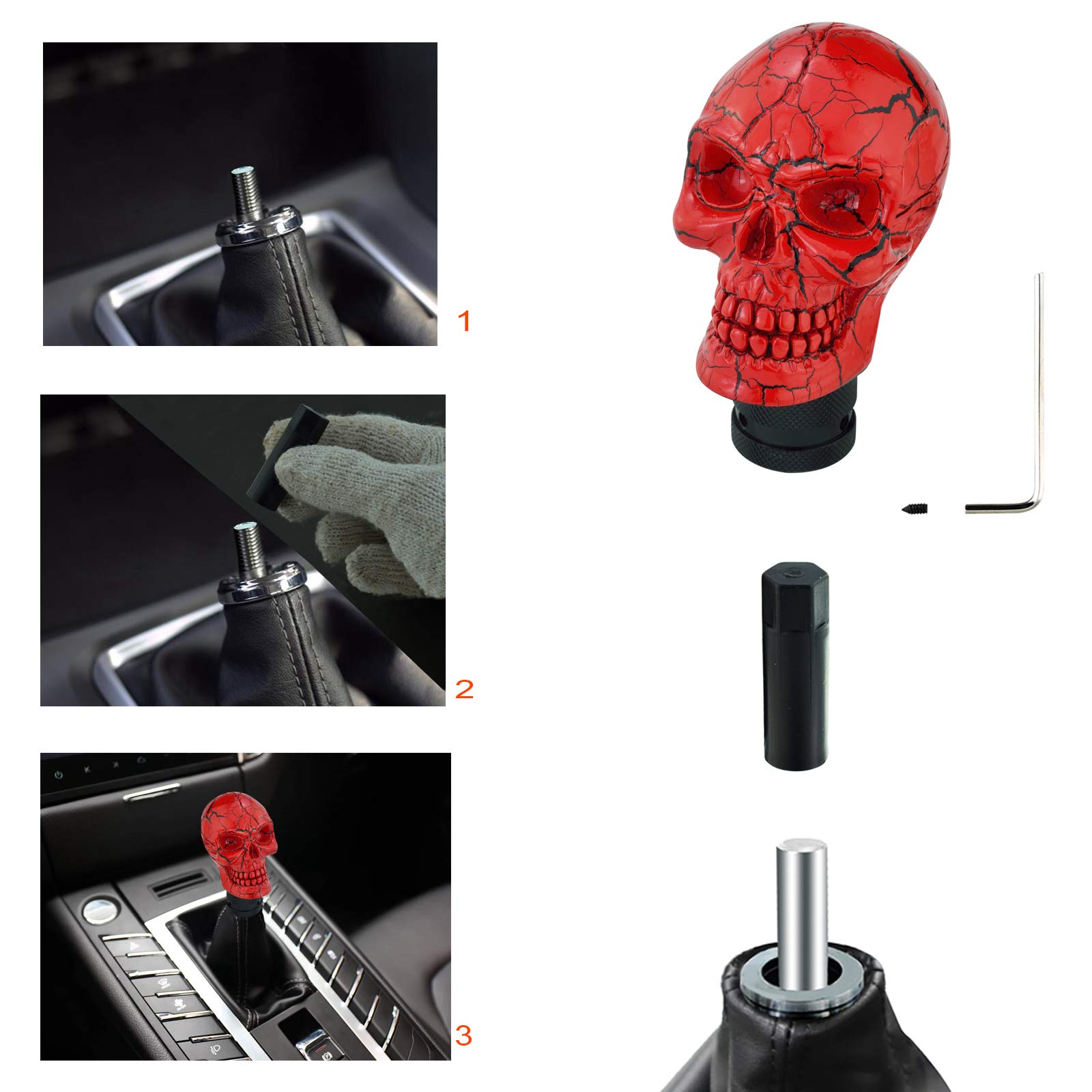Snapklik.com : Lunsom Skull Gear Stick Shifter Knob, Resin Gear Shift ...