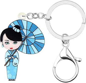 WEVENI Acrylic Cute Japanese Style Kimono Doll Keychains for Women ...