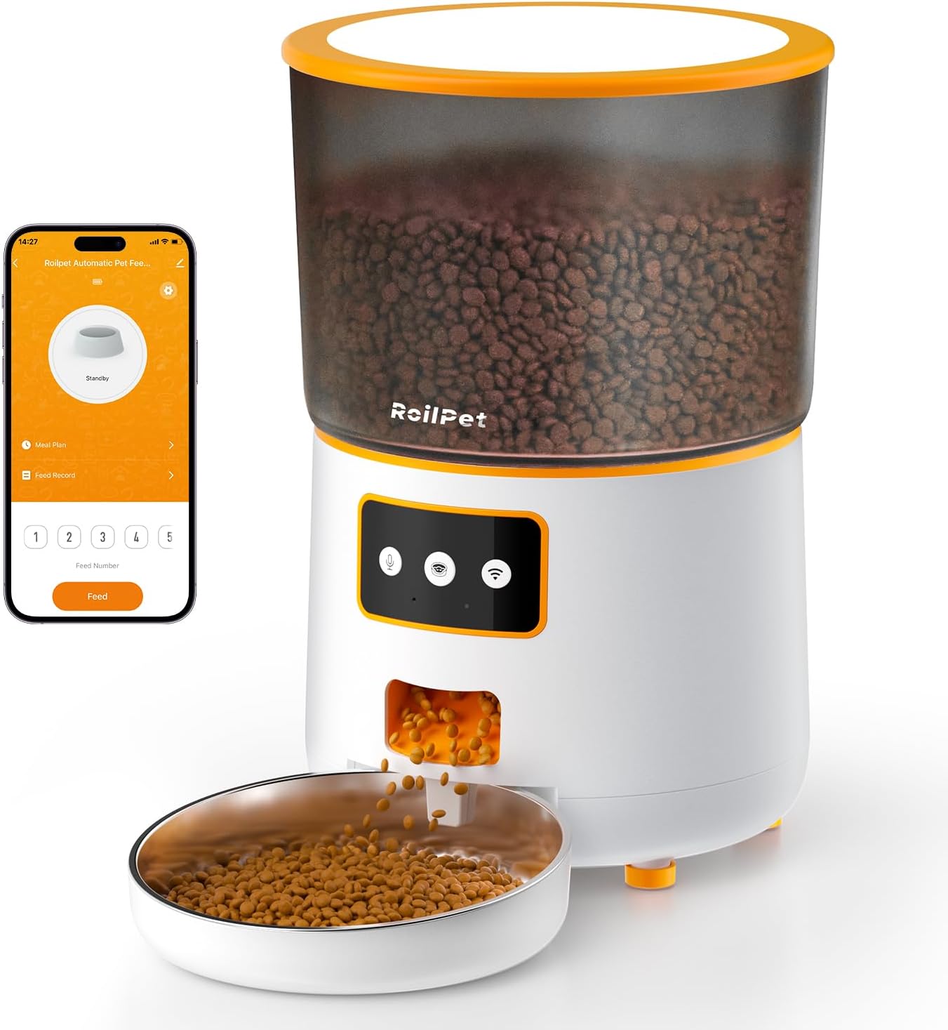 Amazon.com : Roilpet Automatic Cat Feeder, 4L WiFi Pet Feeders with APP ...