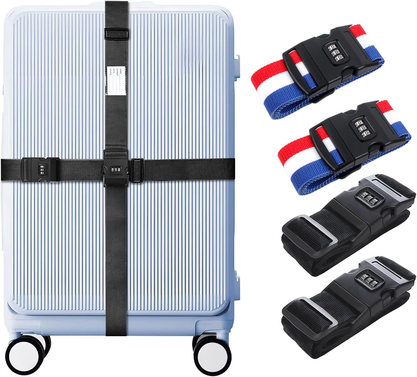 Amazon.com: 4-Pack Luggage Straps for Suitcases with Combination Lock ...