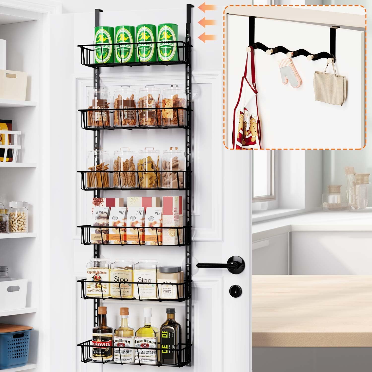 Amazon.com: CEBERVICE Over the Door Pantry Organizer, 6-Tier Pantry ...