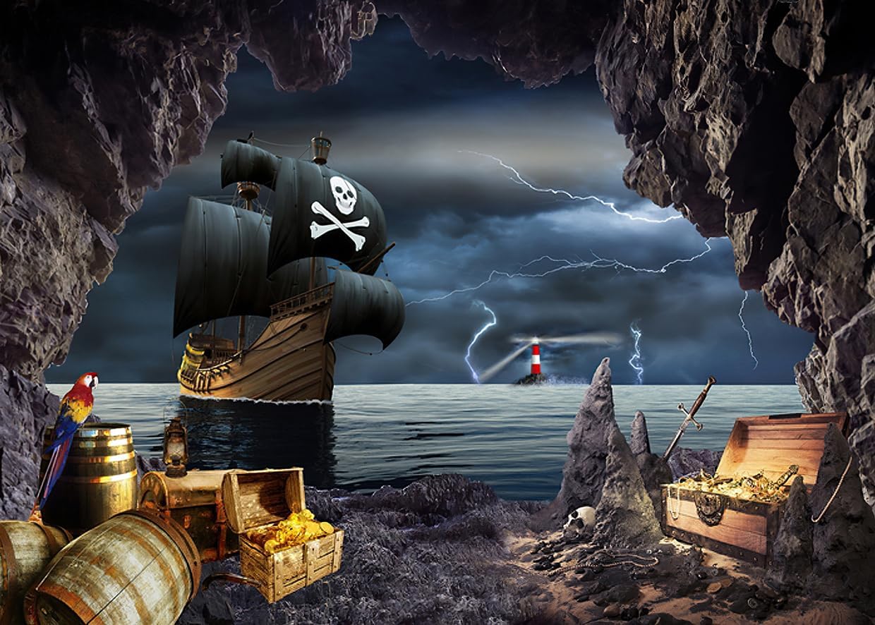 Amazon.com : Alltten 7X5FT Pirate Ship Backdrop Nautical Adventure ...