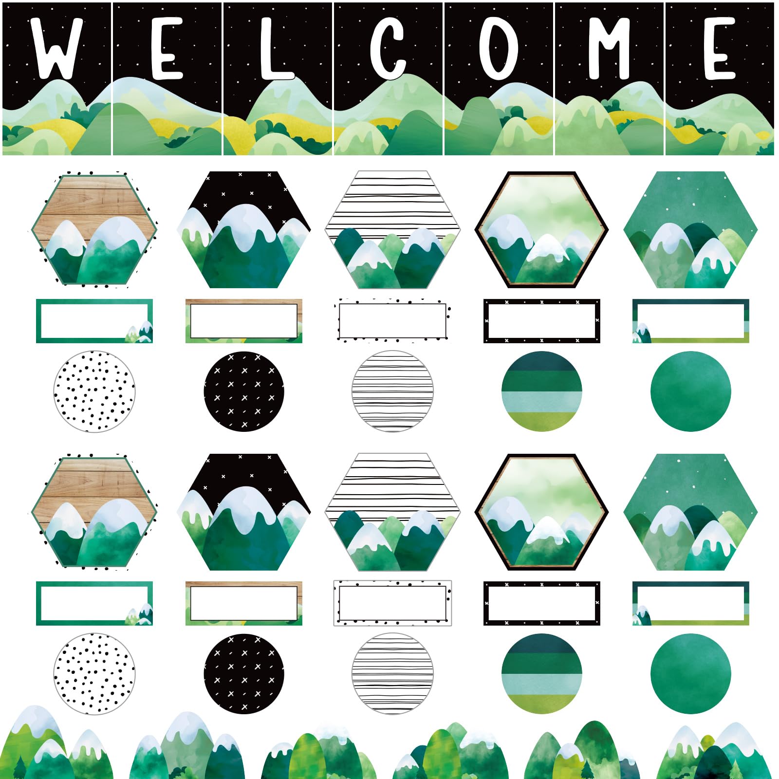 Amazon.com : Mooliwe 67 Pcs Scandi Mountains Welcome Bulletin Board Set ...