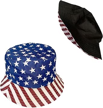 Lusstiazz American Flag Hat, 4th of July Hats Bucket Sun Hats for Women ...