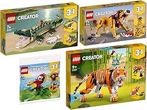 Lego Creator Set of 4: 31129 Majestic Tiger, 31121 Crocodile, 31112 ...