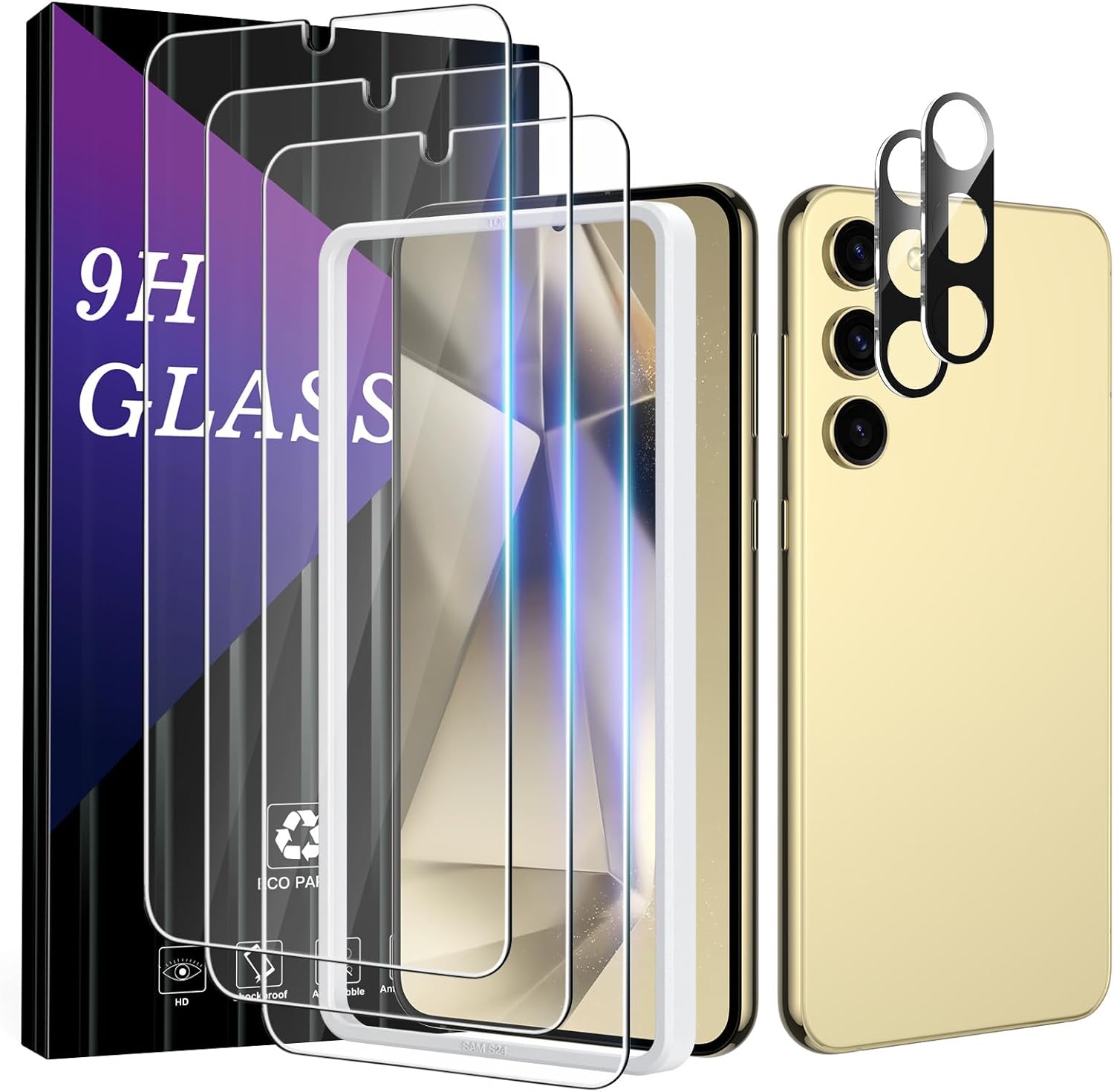 Gatatol 3+2 Pack for Galaxy S24 Plus Screen Protector with Easy Fit ...