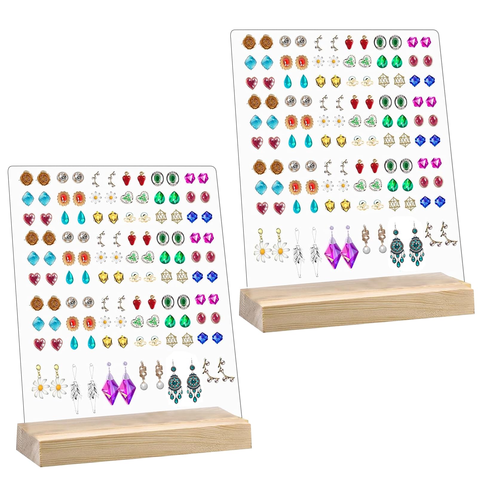 YUDAWN Earring Organiser, 2 Pieces Earring Stand, Jewellery Stand ...