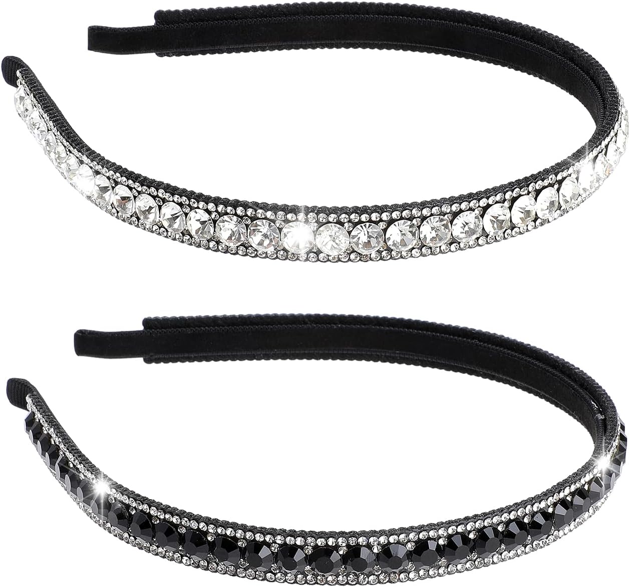 Amazon.com : Ruihfas Silver/Rose Gold Tone Double Rows Crystal ...