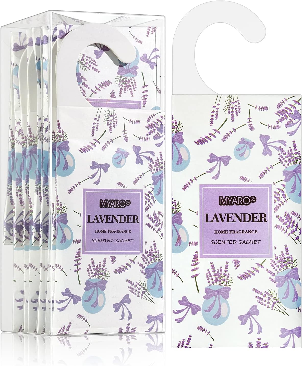 MYARO Lavender Hanging Sachet Bags Large Scented Sachets for Drawer and ...