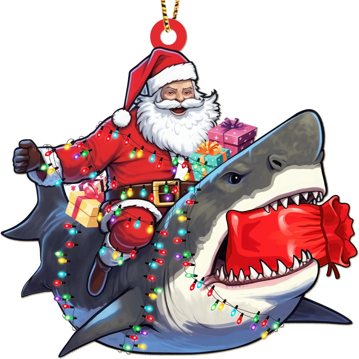 Amazon.com: Santa Ornament - Wooden Xmas Tree Hanging Decorations ...