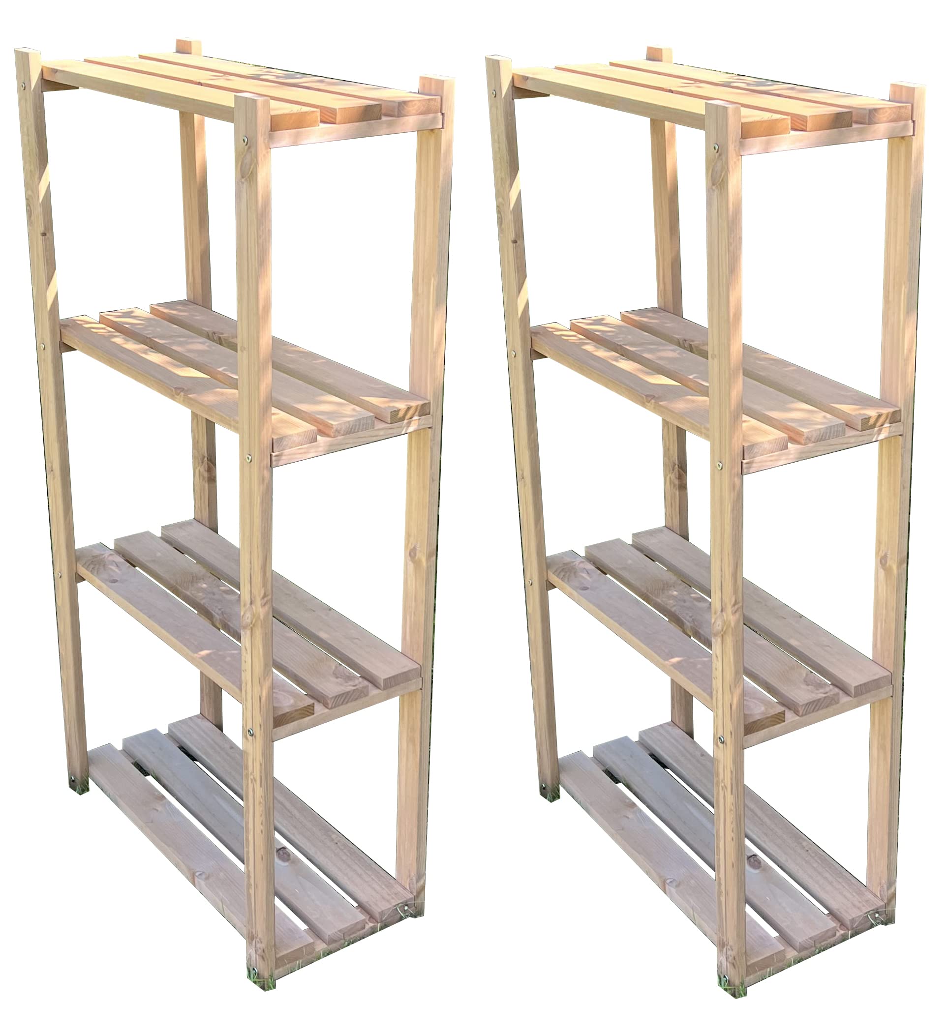 Selections 4 Tier Wooden Garden Shelving Storage Rack (Pack of 2 ...