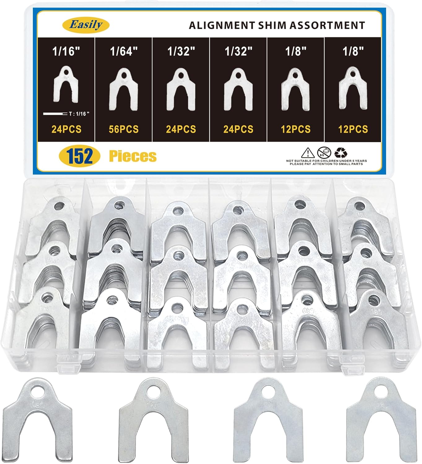 Amazon.com: 152 Pieces Auto Alignment Body Shims 1/16" 1/64" 1/32" 1/8" Car Alignment Shims ...