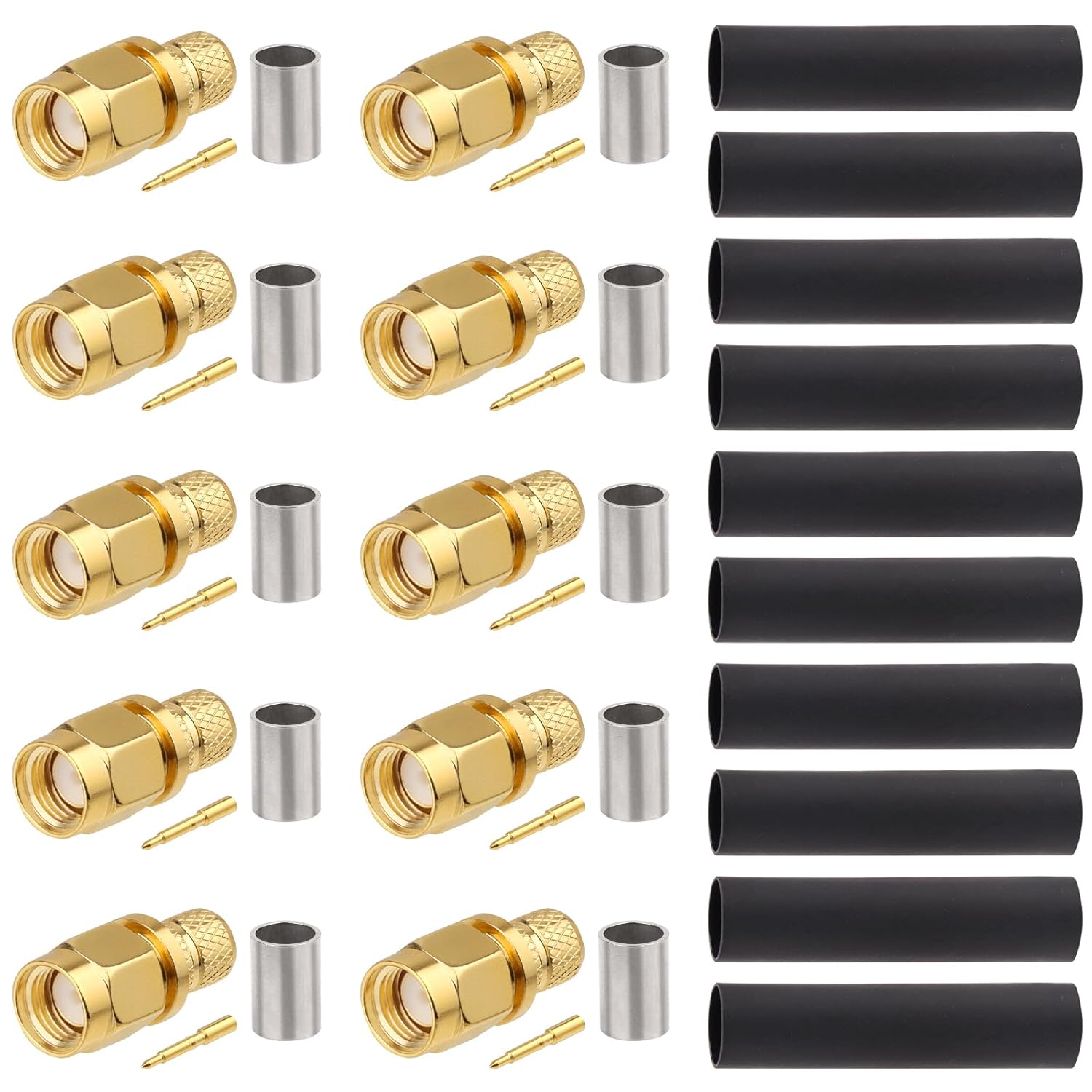 Amazon.com: 10-Pack SMA Male Crimp Connector Kit for RG8X, LMR240 ...