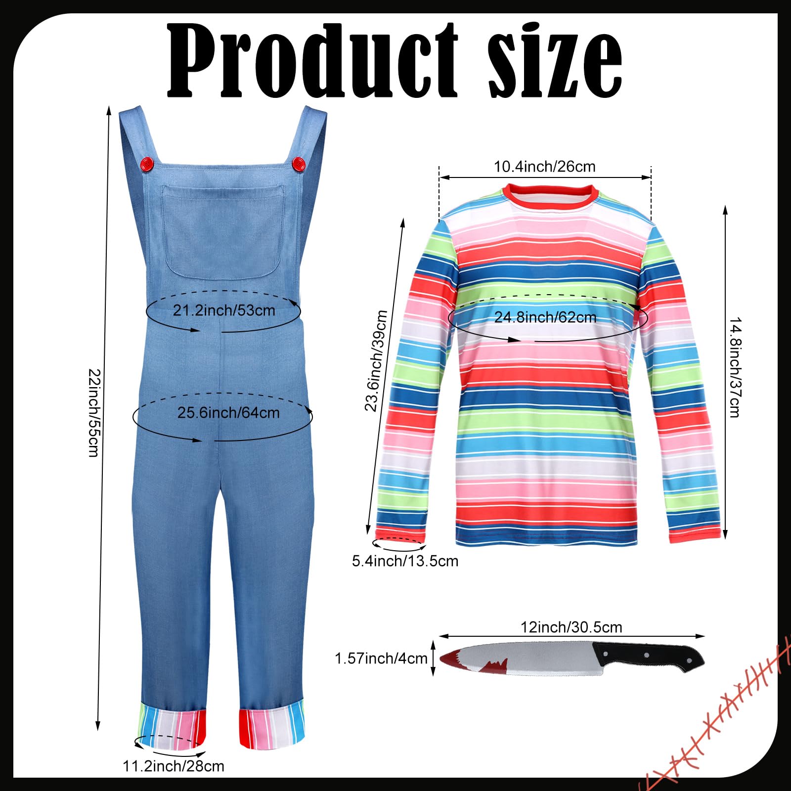 Hercicy Halloween Costume for Kids, Include 1 Striped Shirt, 1 Blue ...