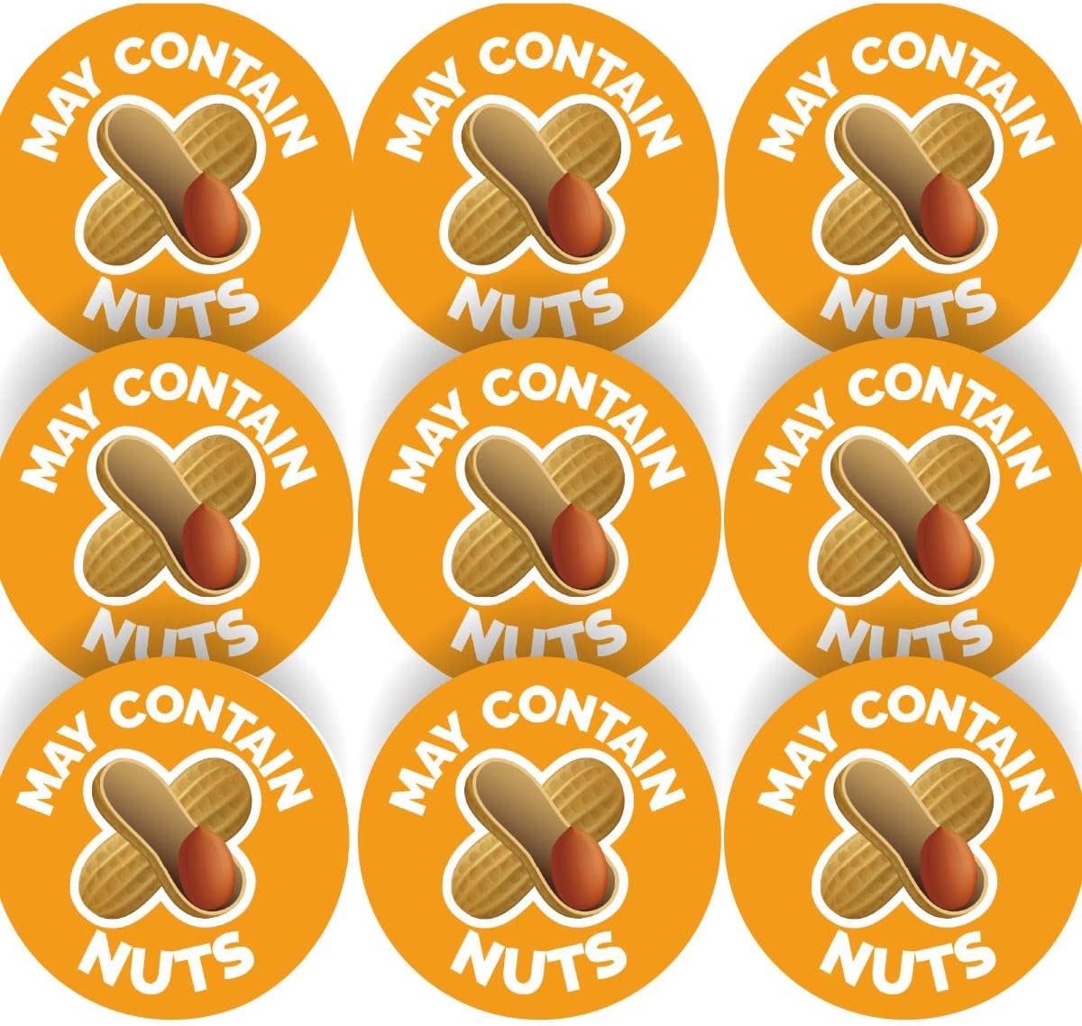 144 Warning May Contain Nuts Food Allergy - 30mm - Glossy Food Label ...
