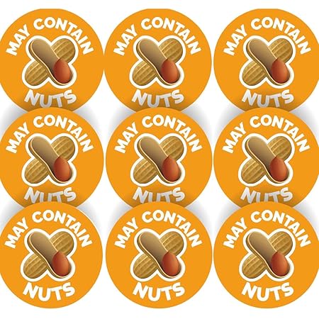 144 Warning May Contain Nuts Food Allergy - 30mm - Glossy Food Label ...