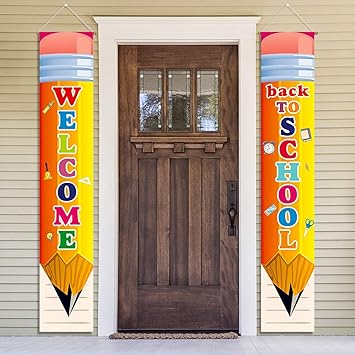 Amazon.com: Welcome Back to School Party Decorations Porch Sign Hanging ...