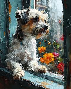 Amazon.com: Paint by Number for Adults, Shih Tzu on Window View, Adult ...