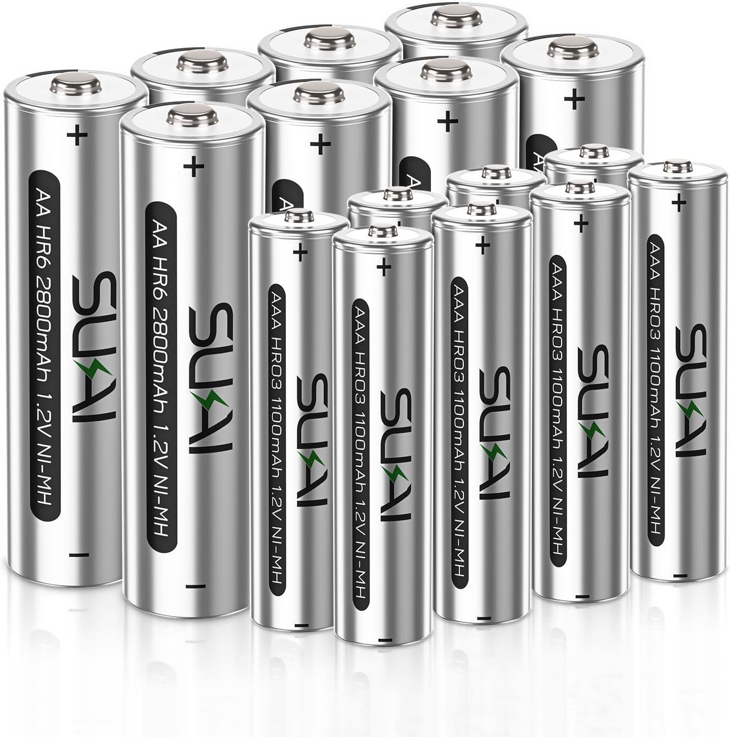 16 Pieces AA AAA Rechargeable Batteries Set, SUKAI High Capacity 8 X ...