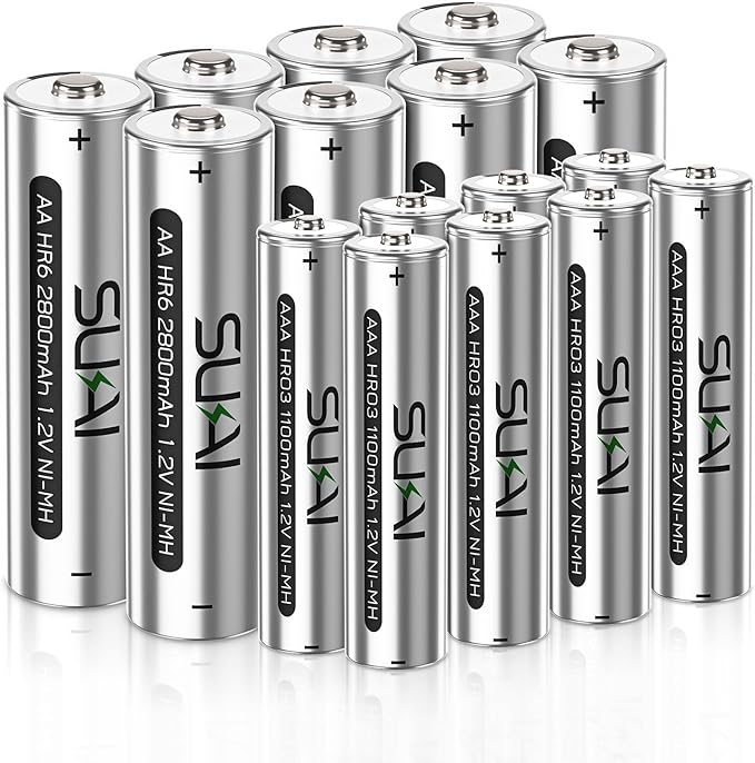 16 Pieces AA AAA Rechargeable Batteries Set, SUKAI High Capacity 8 X ...