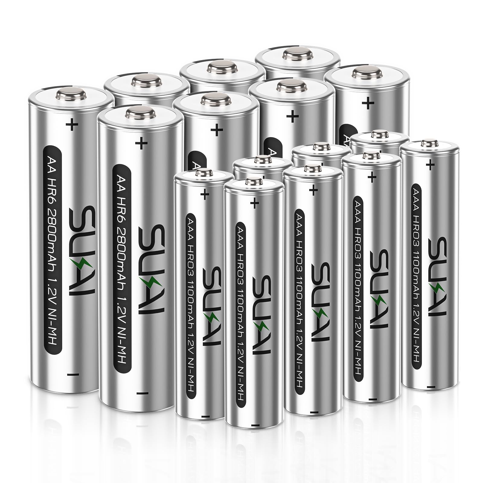 16 Pieces AA AAA Rechargeable Batteries Set, SUKAI High Capacity 8 X ...