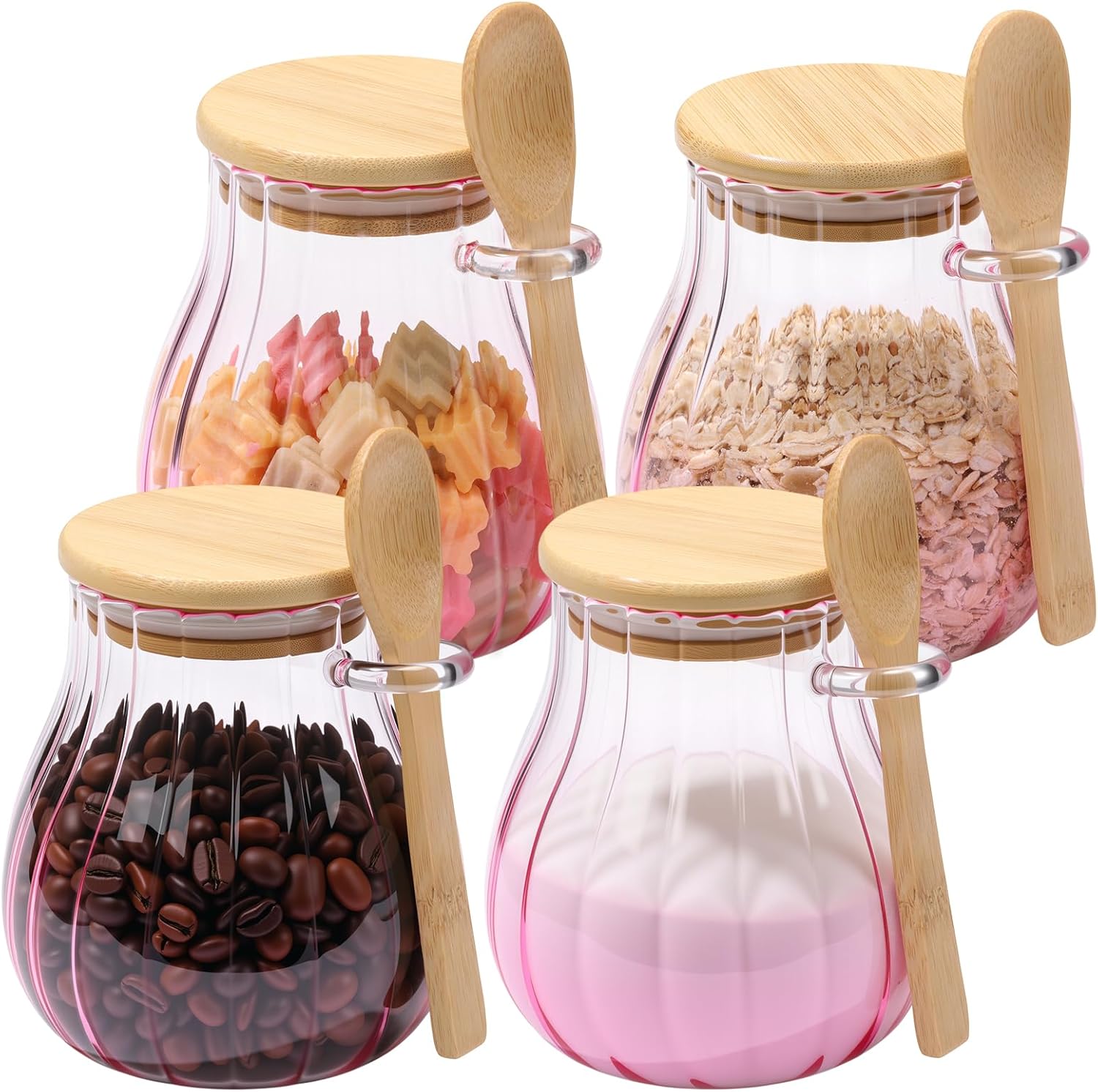 Amazon.com | Willinglong Pink 4 Pack Coffee and Sugar Container Set ...