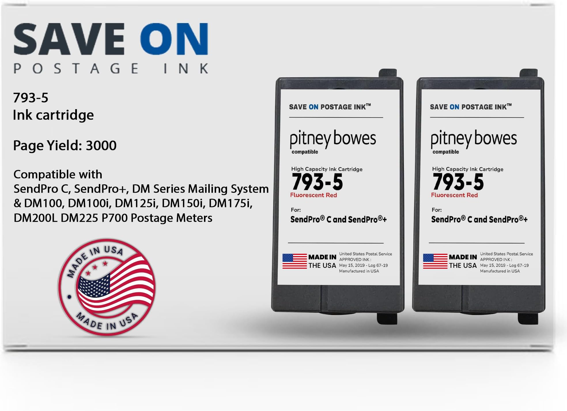 Amazon.com: Save On Postage Ink, Red Ink Cartridge Compatible with PB ...