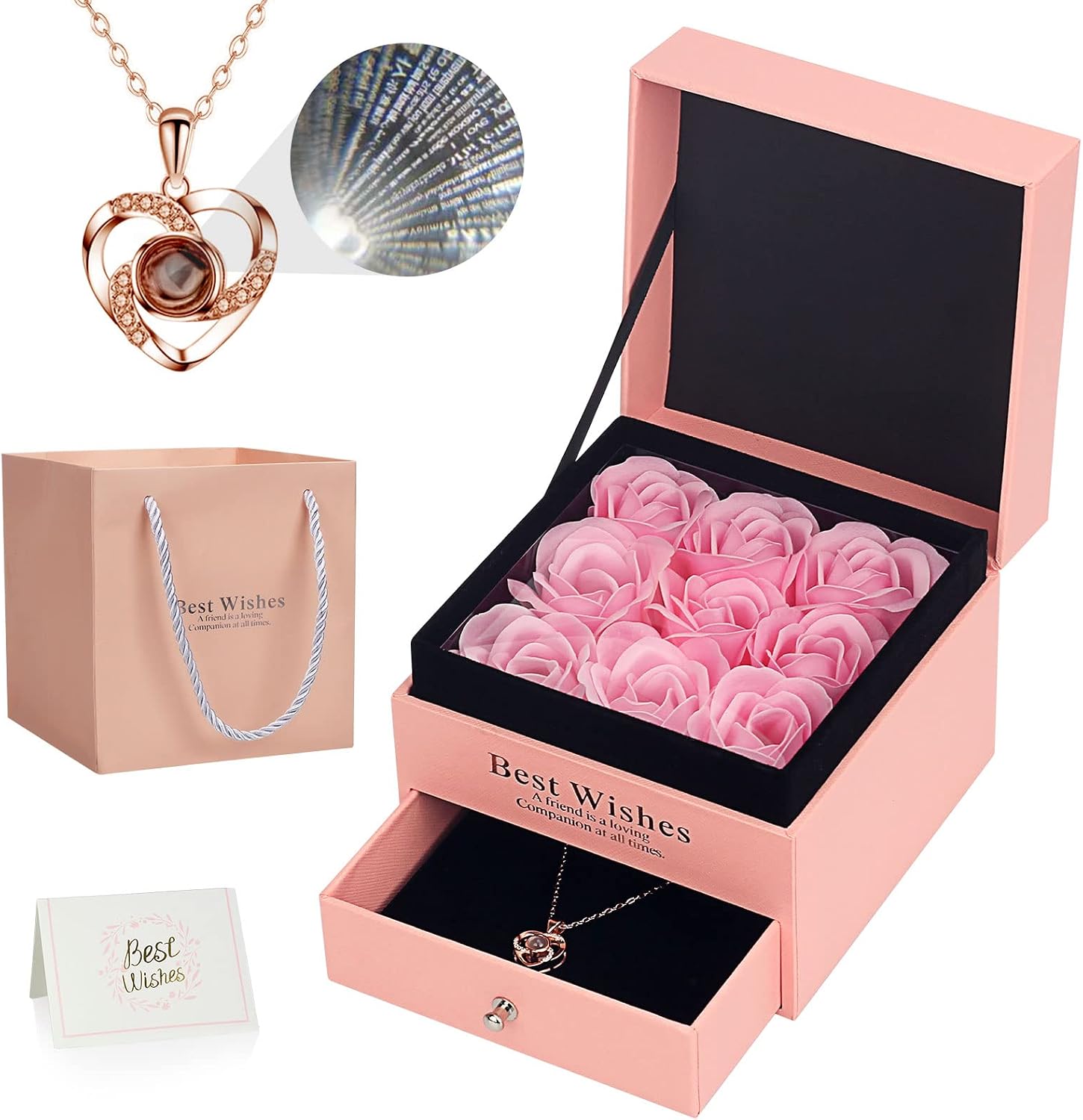 Ozrpn Ewige Rose,Infinity Rosen Mit Ich Liebe Dich Halskette ...