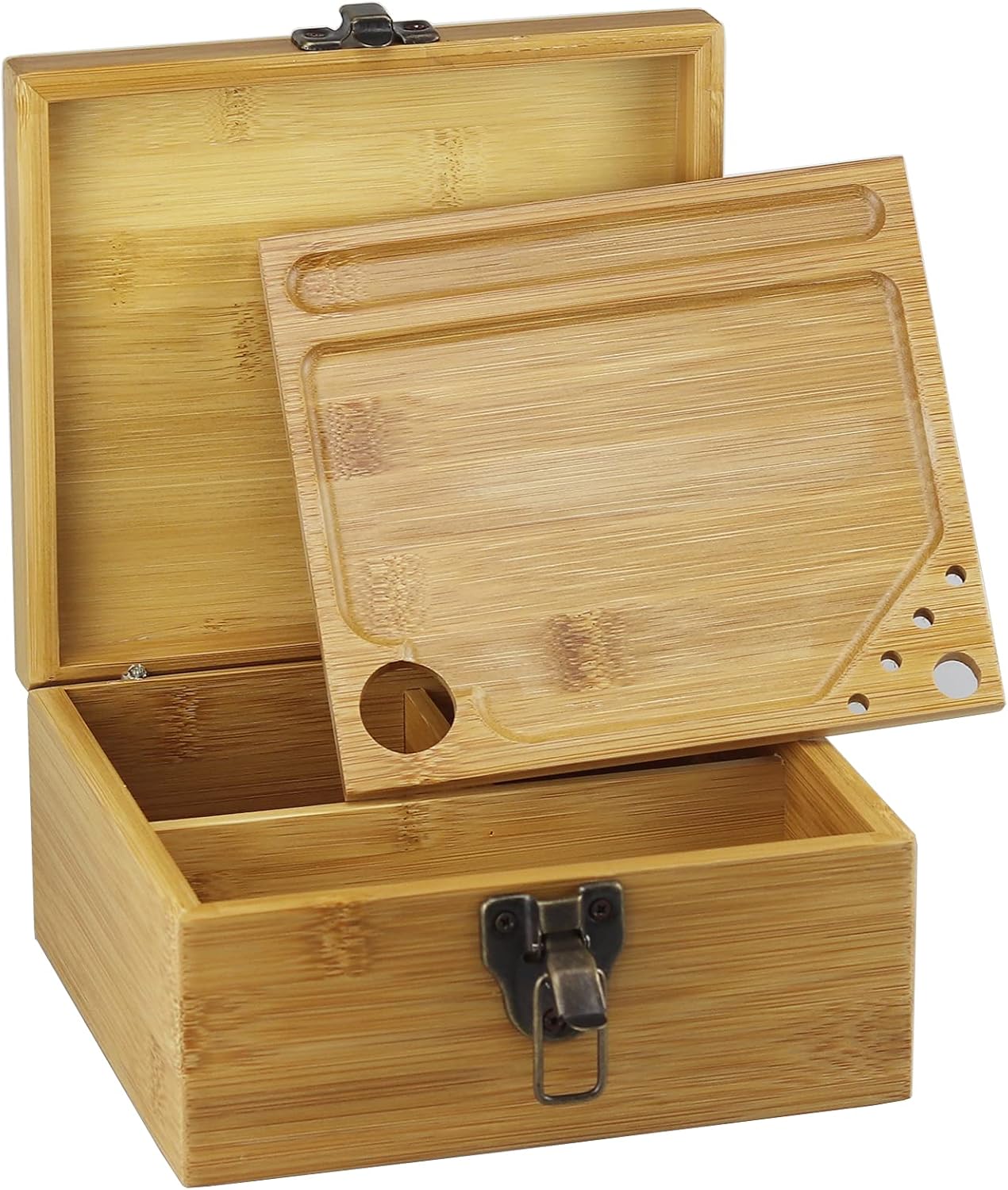 Buy FBAJOJO Bamboo Multi-purpose Storage Box With Tray, Glass Accessory ...