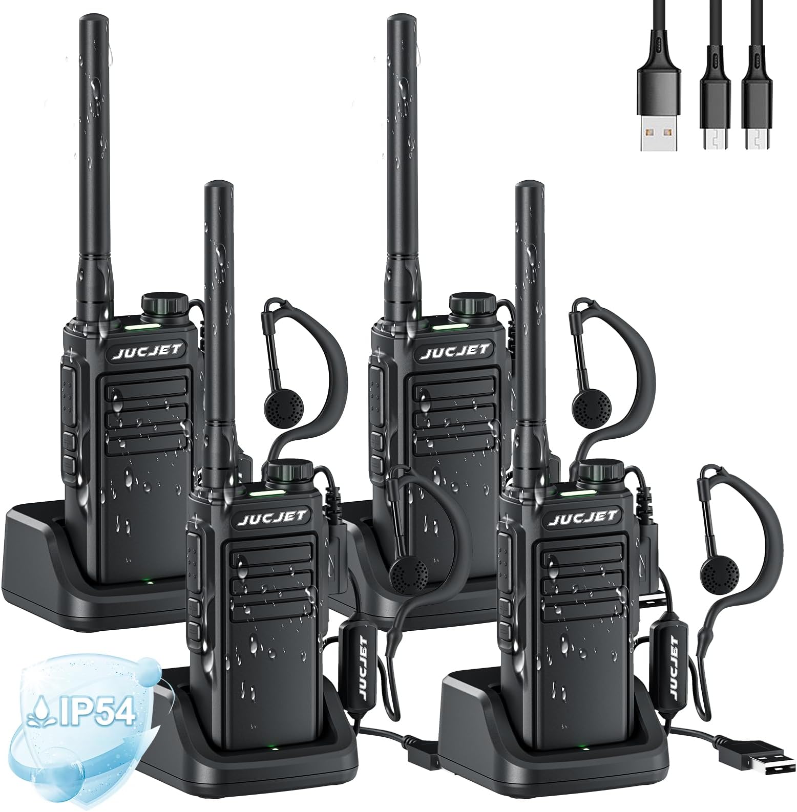 JUCJET EP31 (4 pieces) Walkie Talkies IP54 waterproof, 16 Channel ...