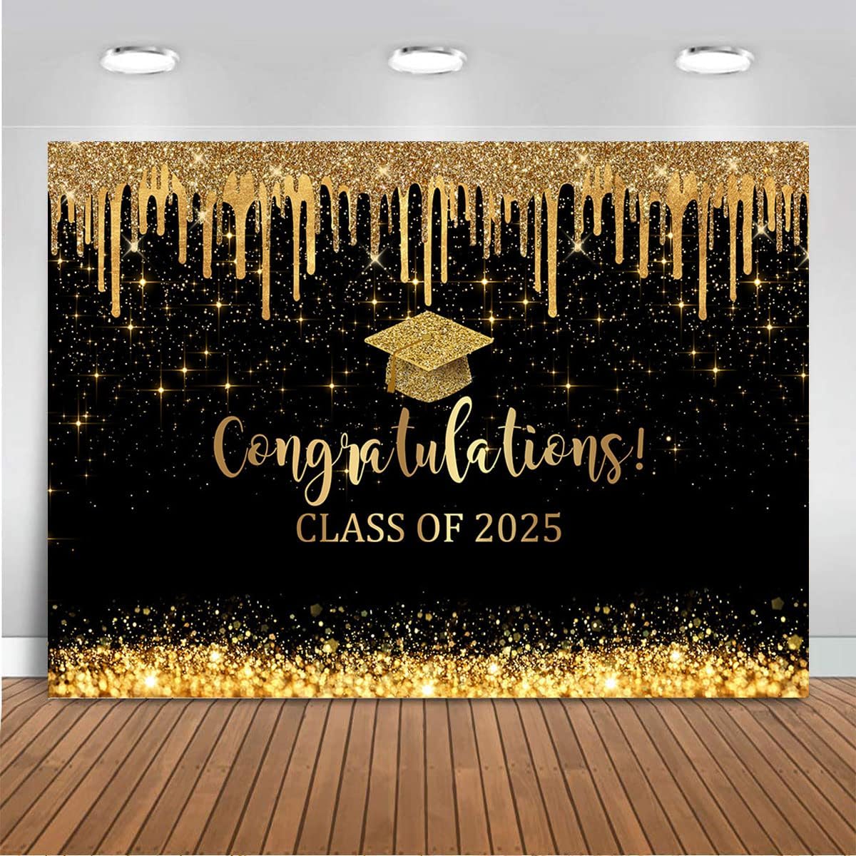 Amazon.com : 2025 Graduation Party Backdrop - Classy Black, White and ...
