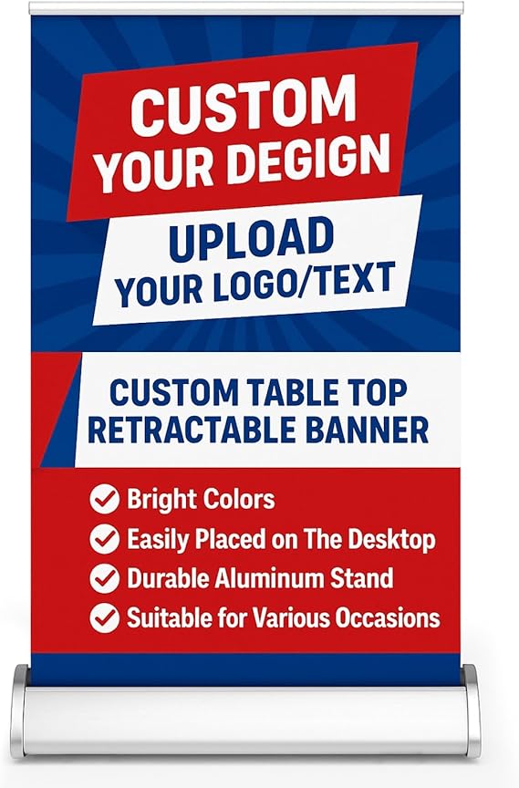 Amazon.com : Custom Table Top Retractable Banner with Logo & Text ...