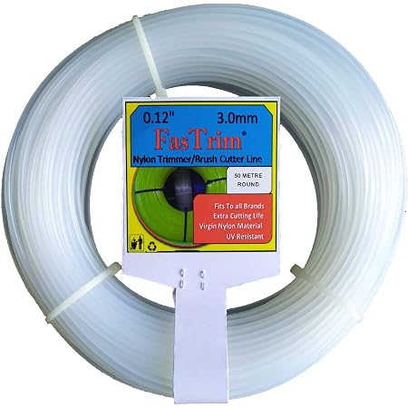 FASTRIM 3mm (0.12 inch) 50 metre Round/White/Grass Cutter/Nylon Trimmer ...
