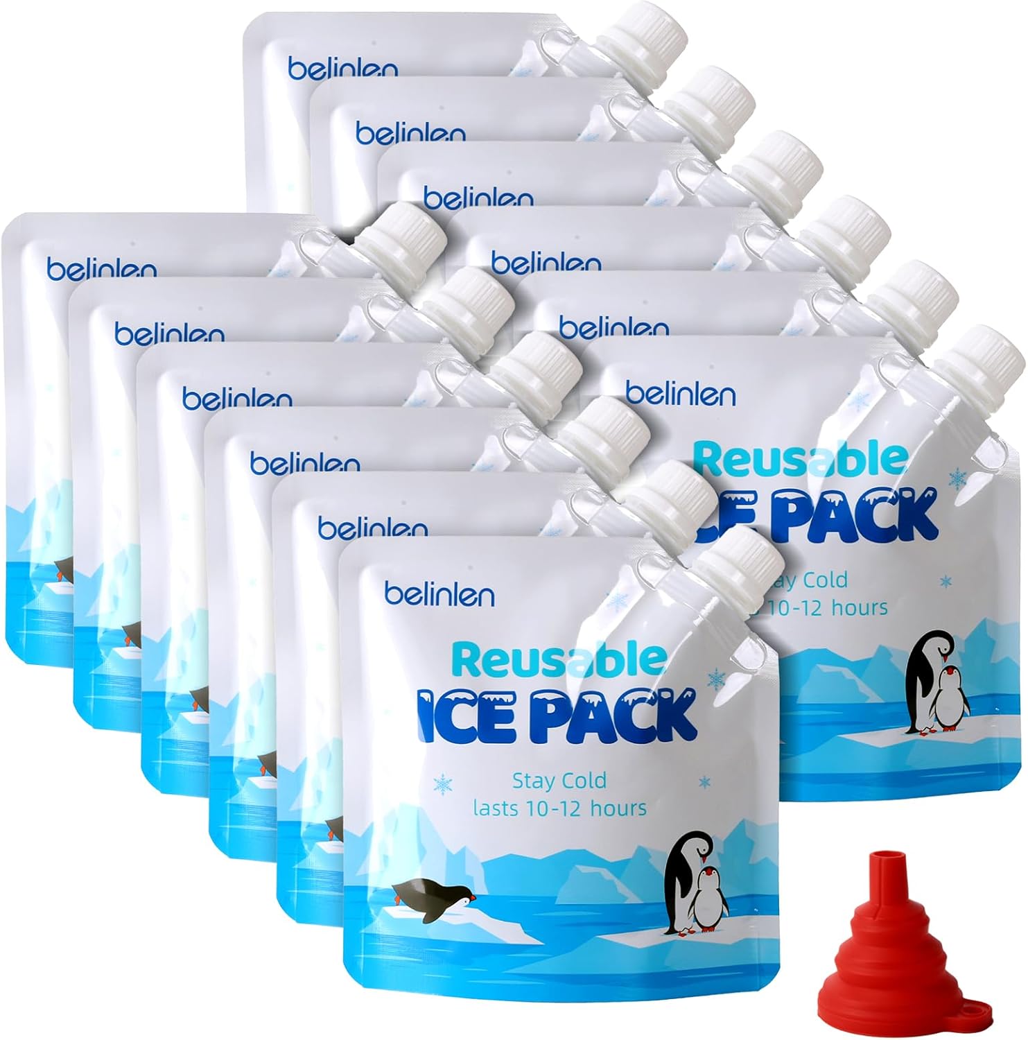 Belinlen 12pack Reusable Ice Packs for Coolers,Long Lasting Cold ...